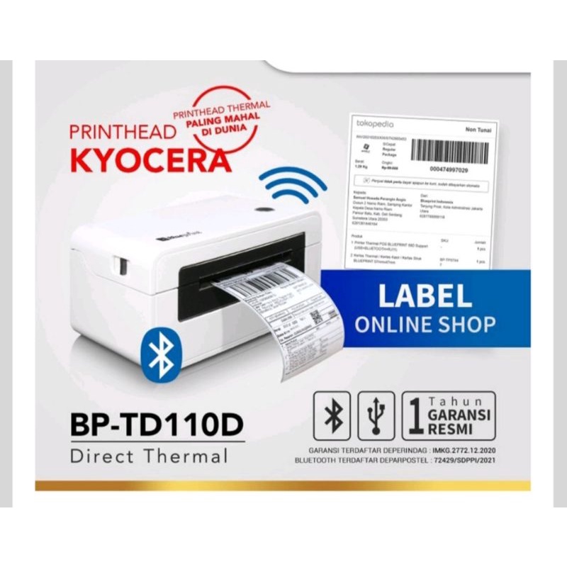 Jual Printer Barcode Thermal Bluetooth Blueprint TD110D printer label ...