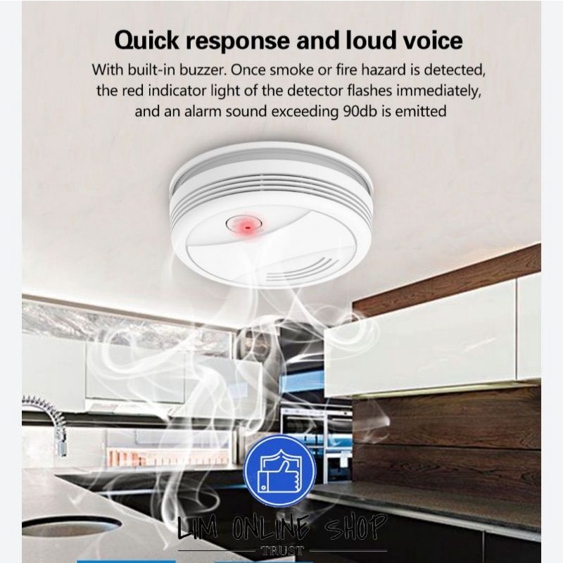 Jual Alat Smart Smoke Detector Wifi TUYA APP Android IOS Alarm Sistem ...