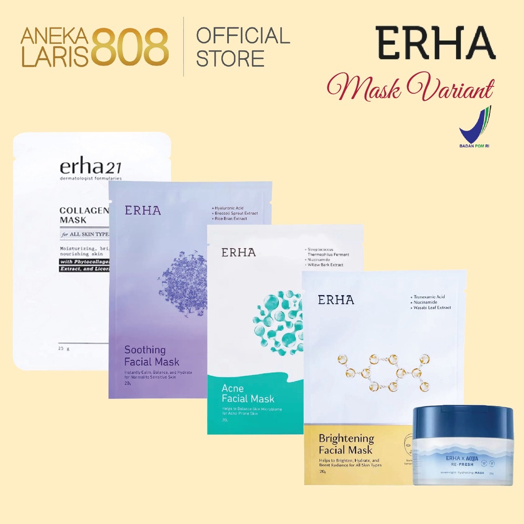 Jual ERHA Masker Wajah -Collagen Brightening Anti Acne Soothing Facial ...