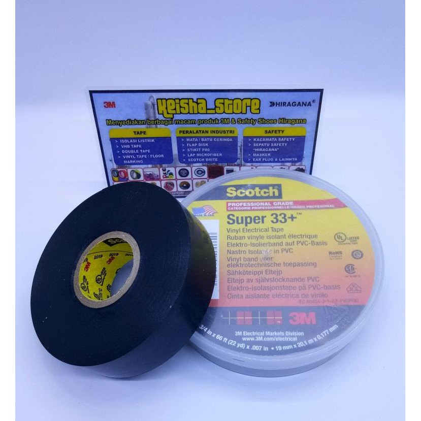 Jual Isolasi Kabel Hitam (Vinyl Insulation Tape) Scotch Super 33+ Original Murah | Shopee Indonesia