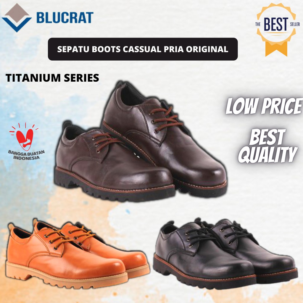 Jual Sepatu Kulit Low Boots Safety Pria Premium Original Boot Formal ...