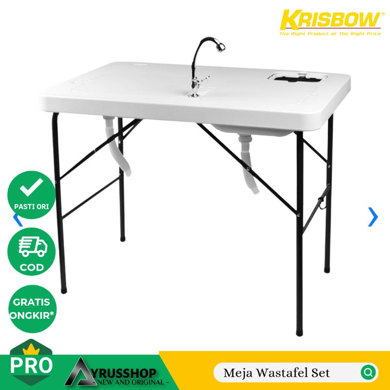 Jual Meja Wastafel Set Lipat Portable 100x66x81 Krisbow/Folding Table ...