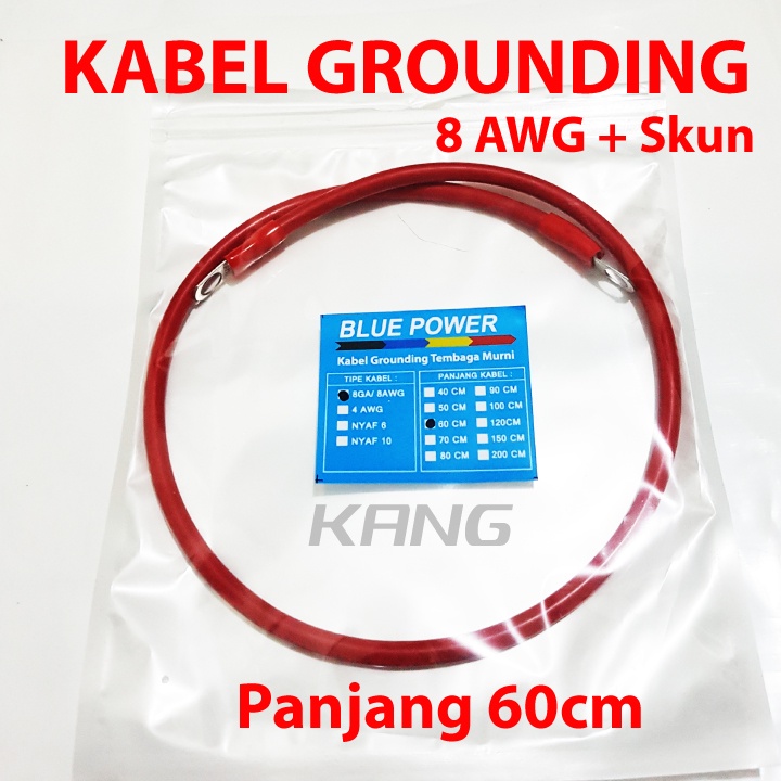 Jual [60cm] Kabel 8 AWG Plus Skun Kabel Massa Kabel Grounding BLUE ...