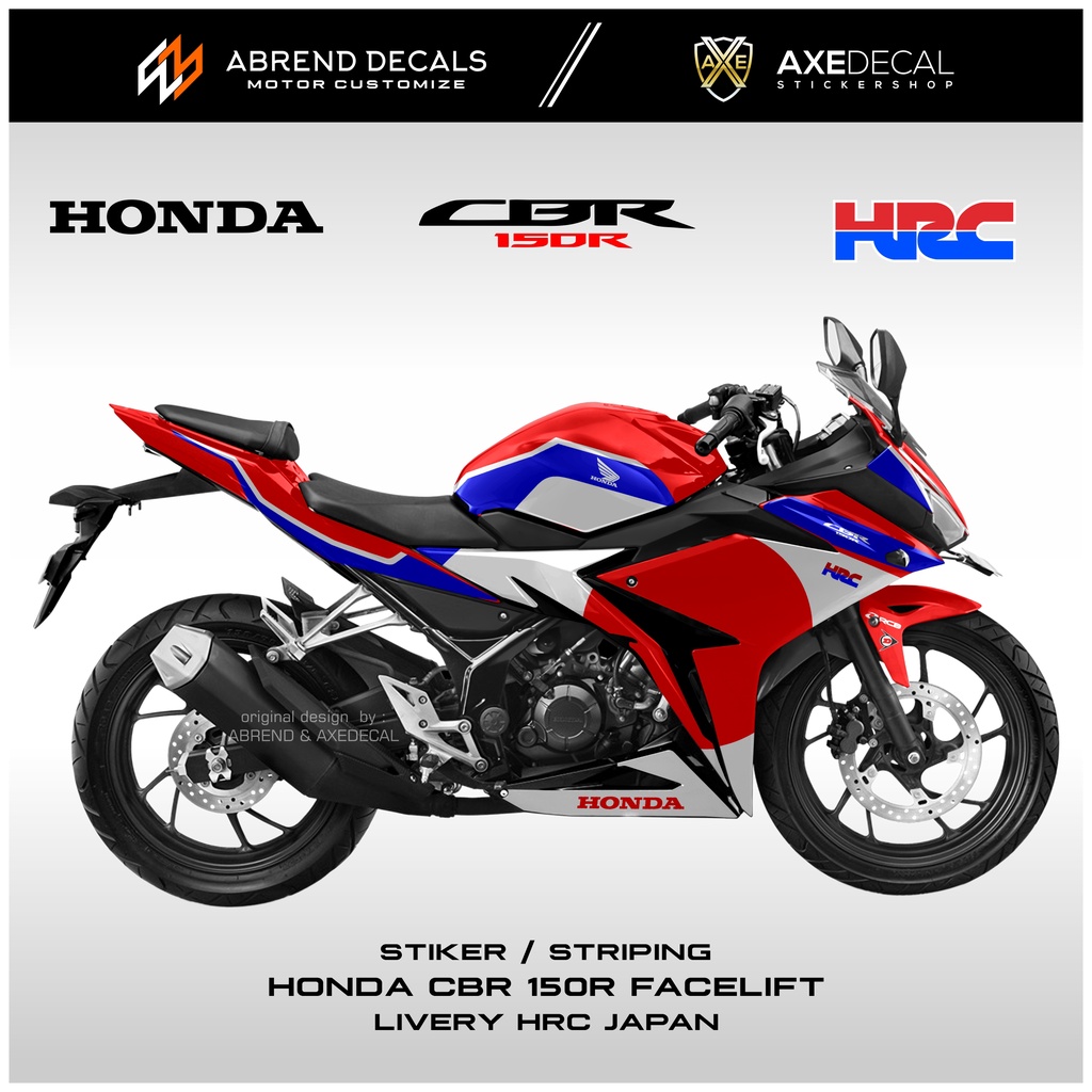 Jual Stiker Motor Honda CBR 150R Facelift Livery HRC Japan Tri Color ...