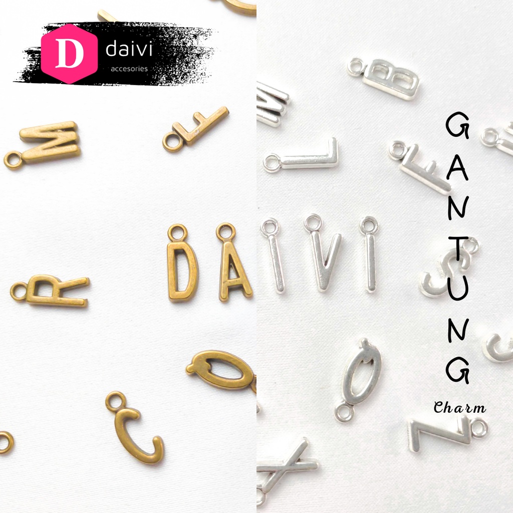 Jual Huruf Inisial Charm Gantung Bronze Silver Tambahan Untuk Gelang ...