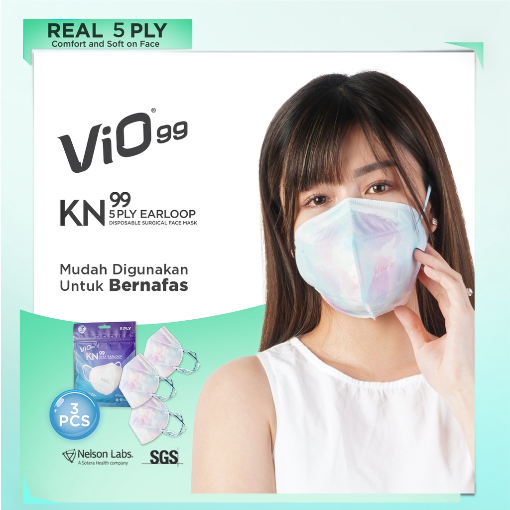 Jual MASKER MEDIS VIO KN99 5 ply Cloud Edition isi 3 pcs (Tie Dye Color ...