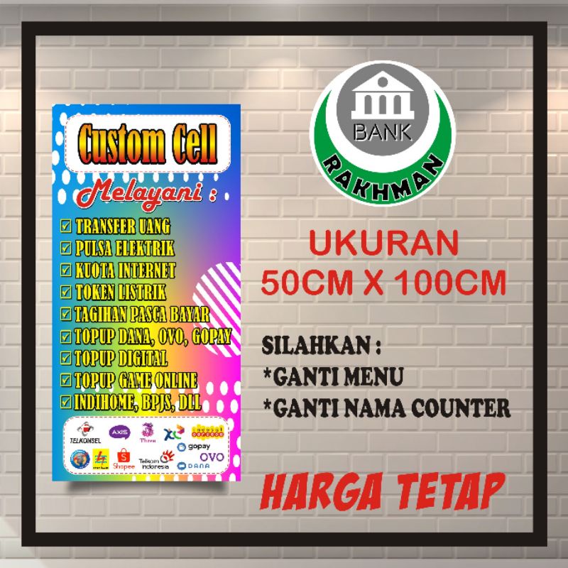 Jual SPANDUK BANNER KONTER UKURAN 50CM X 100CM | Shopee Indonesia