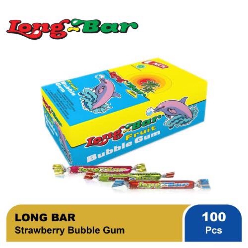 Jual Permen Karet Long Bar Stroberi Isi 100 pcs | Shopee Indonesia