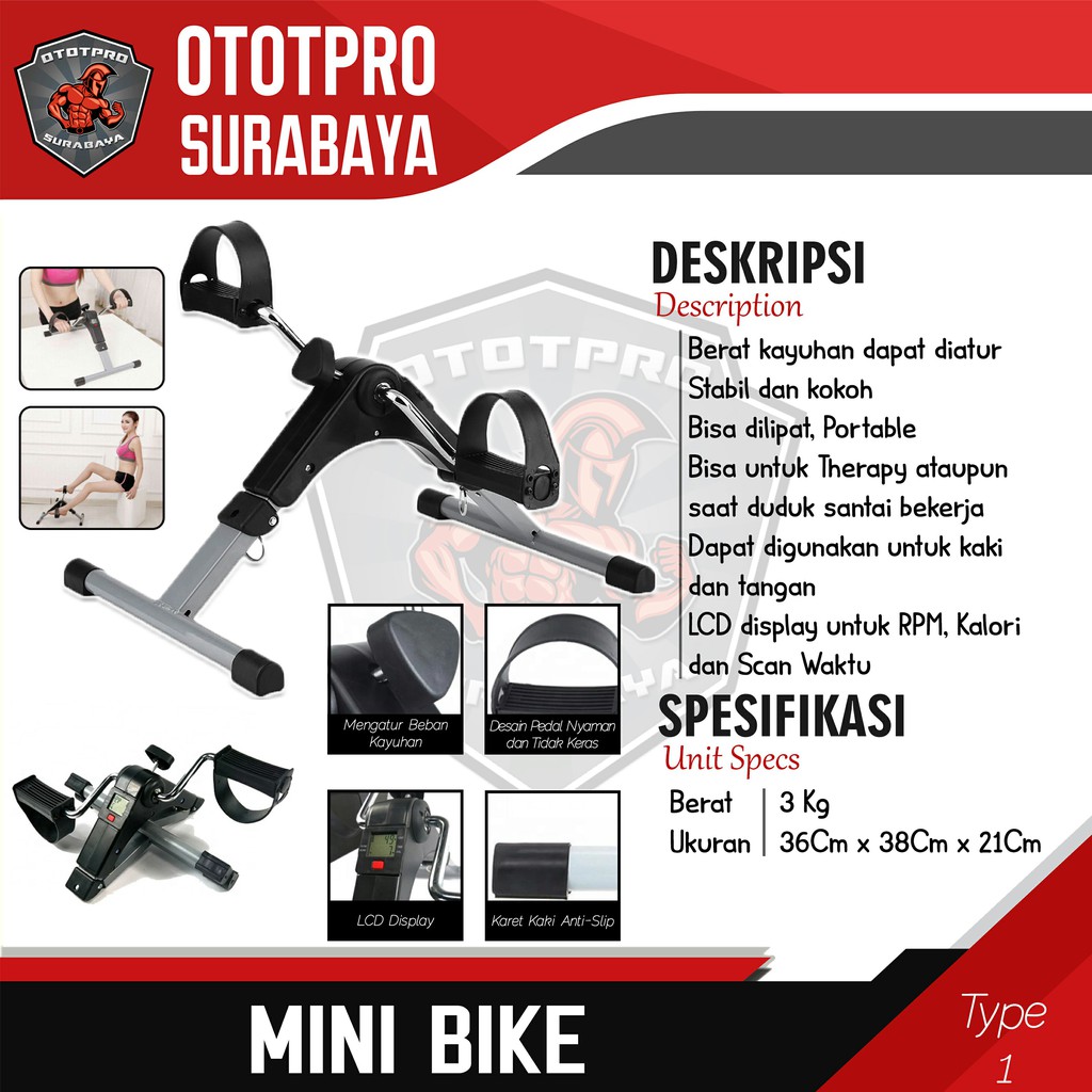 Sepeda Statis Mini - Portable Bike /Kaki/Meja/Terapi/Tangan/Duduk/Mini ...