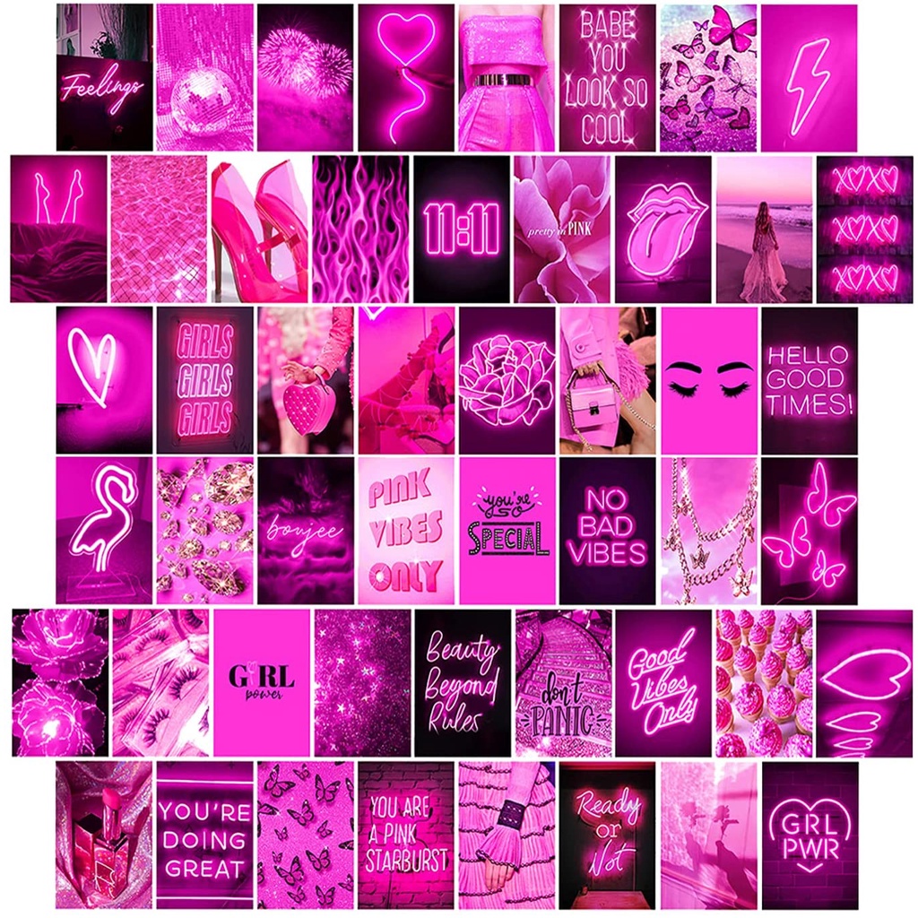 Jual (20 PCS) FREE PEREKAT POSTER AESTETIK TEMA NEON PINK UKURAN A5 ...