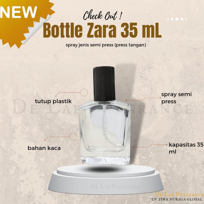 Jual botol parfum zara 35 ml/botol parfum kotak/botol parfum hitam ...