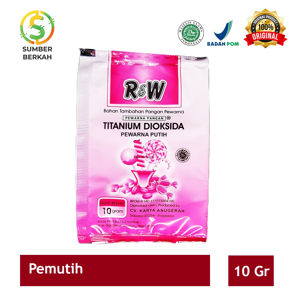 Jual Pewarna Putih Pemutih Makanan Rajawali R&W RW 10 g Indonesia ...