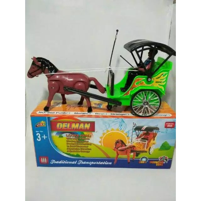Jual Mainan kuda delman Andong Miniatur Transportasi Nusantara Bisa Nyala | Shopee Indonesia
