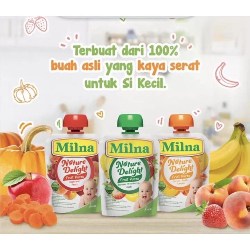Jual Milna nature delight fruit puree 80 gram ( nutrisi buah bayi ...