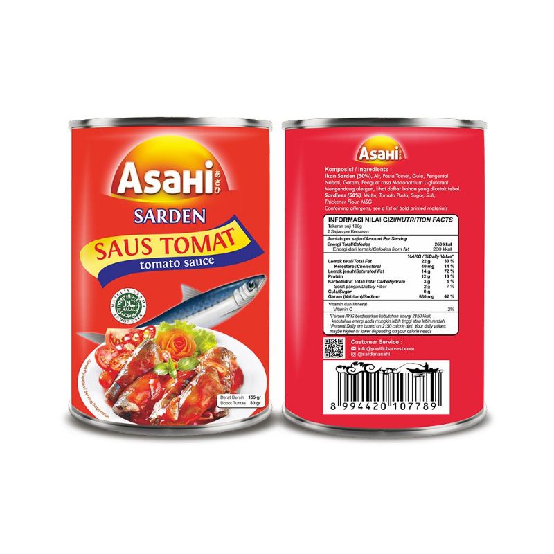 Jual Sarden Asahi Saus Tomat 155 gr ABC Ikan Kaleng Makanan | Shopee ...