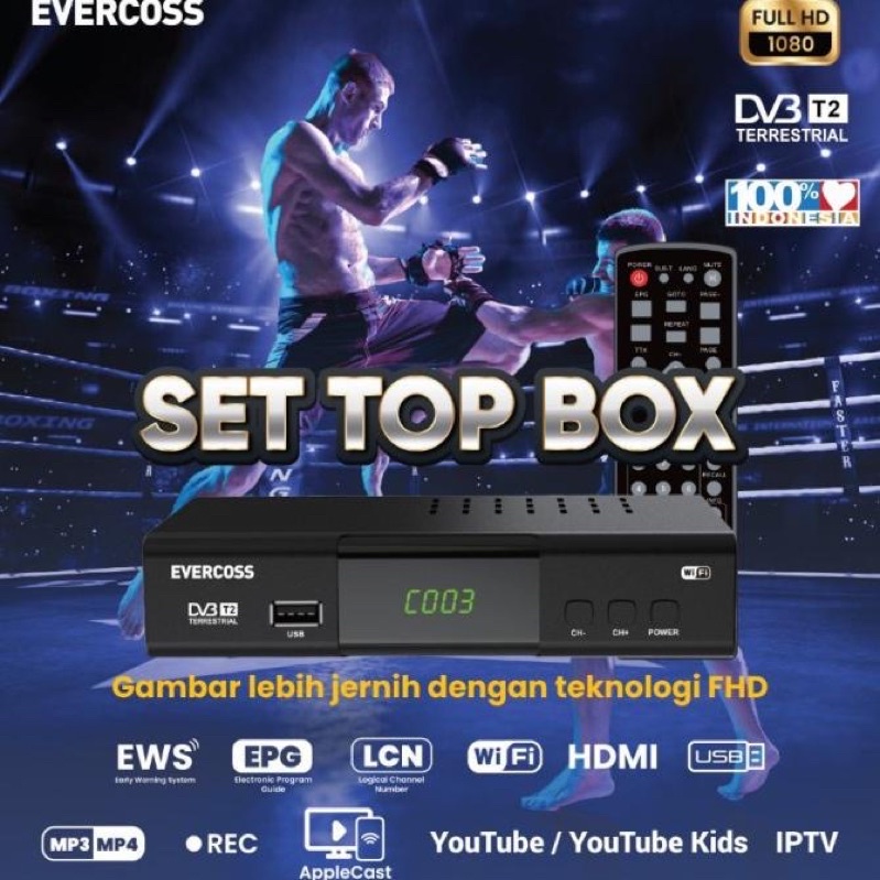 Jual EVERCOSS SET TOP BOX PRO TV DIGITAL RECEIVER FULL HD NO ADAPTER ...