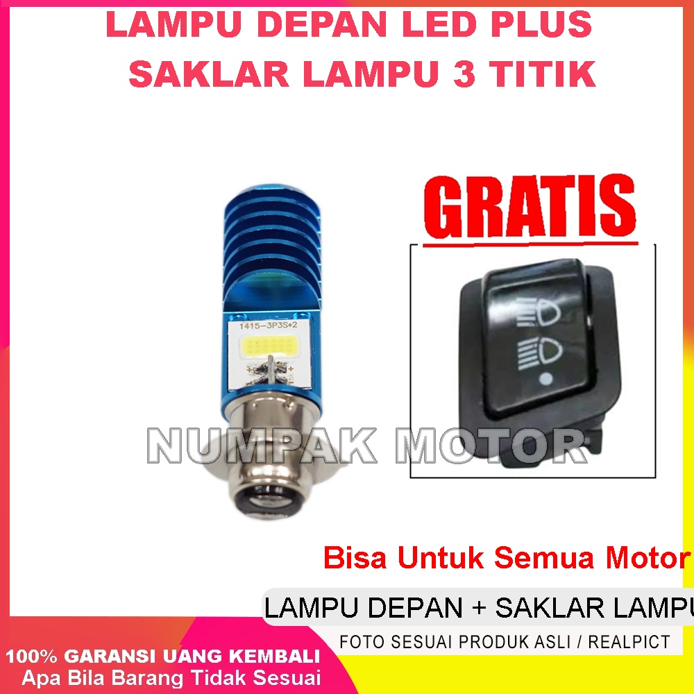 Jual Lampu Depan Motor LED Plus Saklar Lampu Tombol DIM 3 Titik Revo ...
