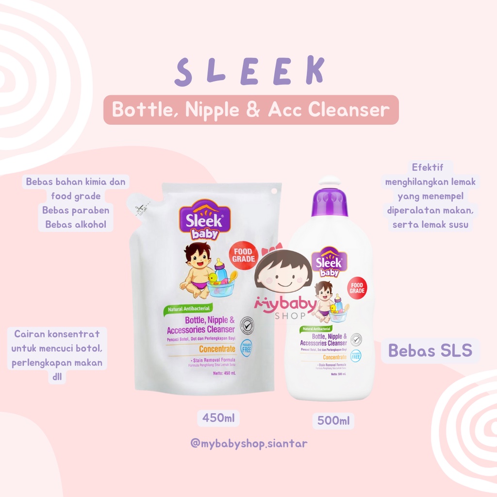 Jual SLEEK BOTTLE & NIPPLE ( CUCI BOTOL ) / sleek cuci botol / 450ml ...