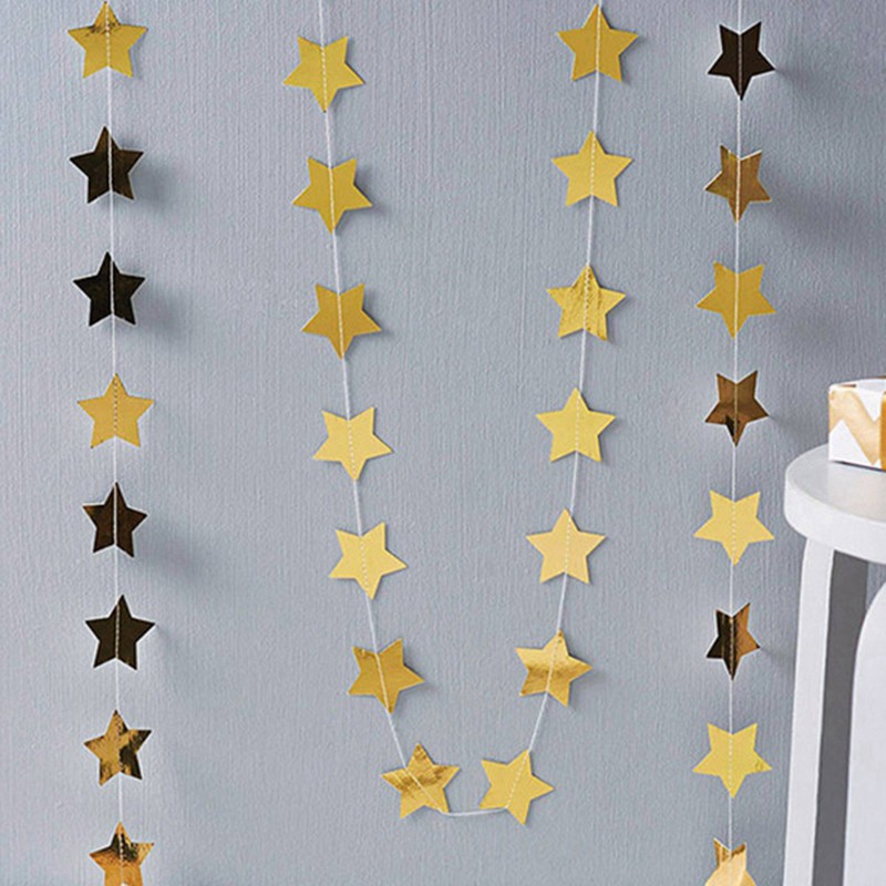 Jual GARLAND 2D BINTANG GOLD / DECOR CANTIK UNTUK RUANGAN/ DECOR KAMAR ...