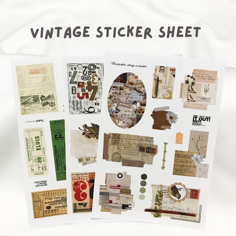 Jual Vintage Sticker Sheet || Sticker Aesthetic Sticker Ins Korea ...