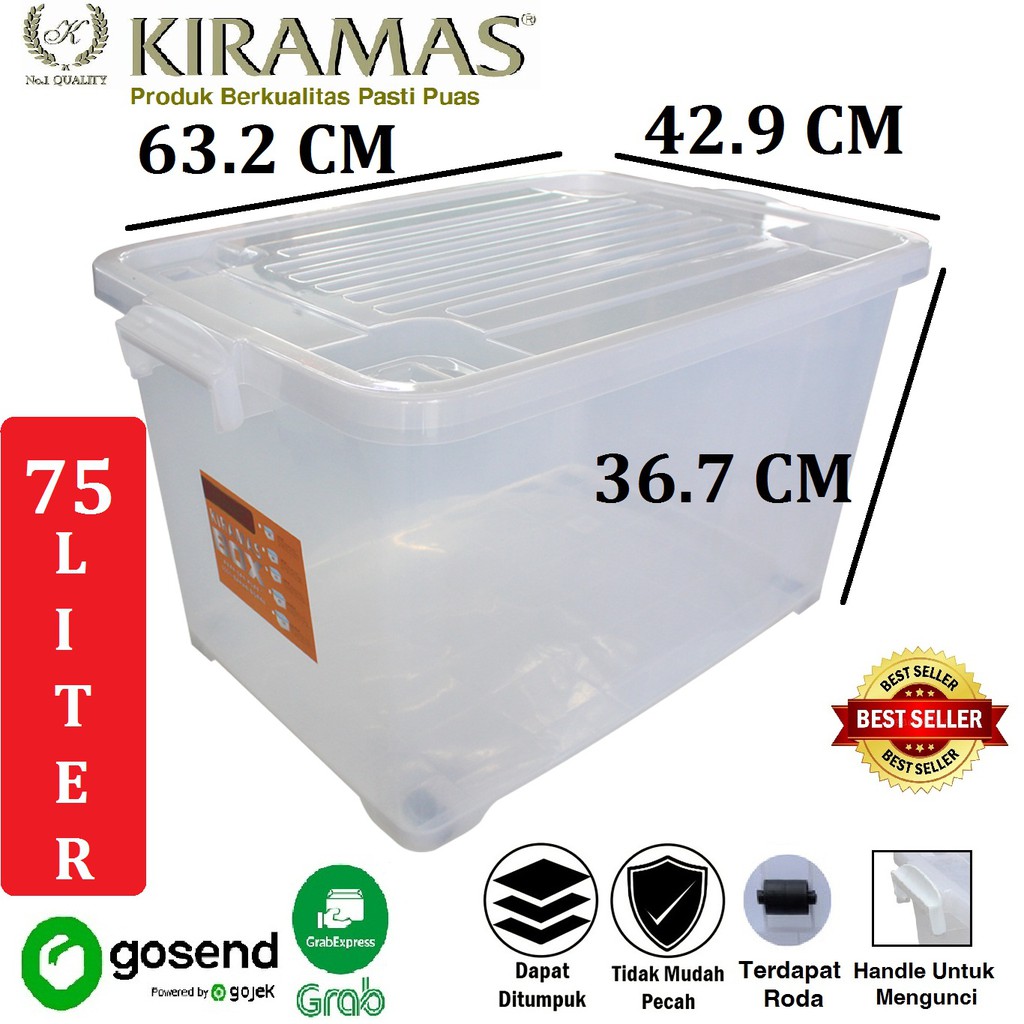 Jual KIRAMAS Container Box 75 Liter Transparan Putih 1039 AR PTH (By ...