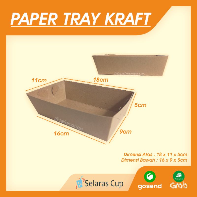 Jual ISI 50 - paper tray kraft ukuran 16x9 warna coklat alas makan ...