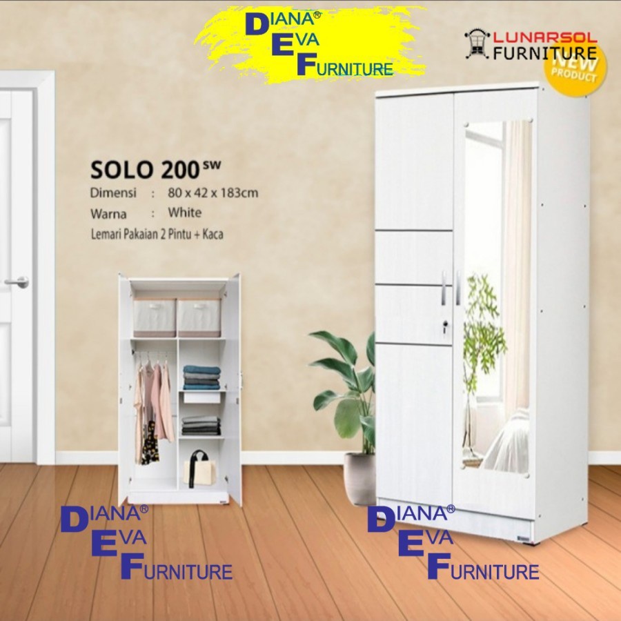 Jual Lemari Pakaian Solo 200 + Cermin 1 Sisi Lunarsol | Shopee Indonesia