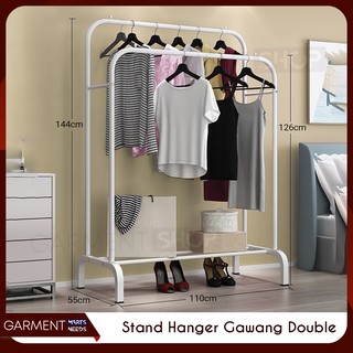 Jual Stand Hanger Besi Double Butik Rak Gantungan Baju Besi Pakaian 2 ...