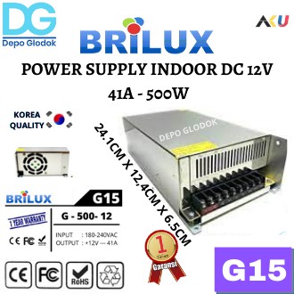 Jual BRILUX POWER SUPPLY 41A 500W DC 12V + FAN HIGH QUALITY - G15 | Shopee Indonesia