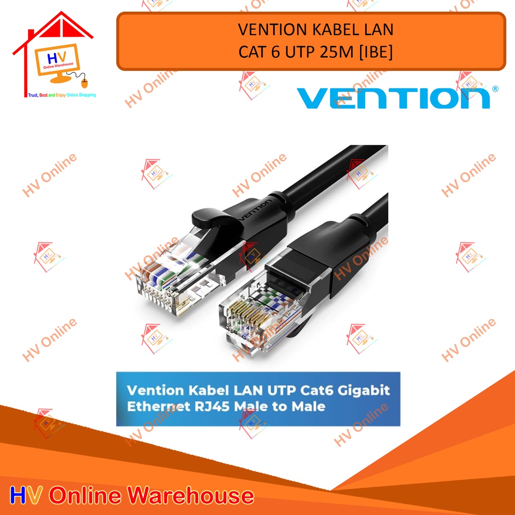 Jual Vention Kabel LAN Ethernet RJ45 Cat.6 UTP 25 Meter [IBE] | Shopee Indonesia