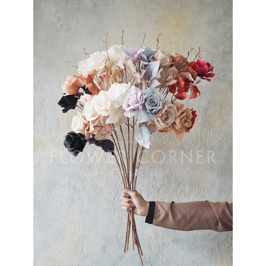 Jual Bunga Artificial Mawar Rose Rustic Tangkai Panjang (B22103 ...