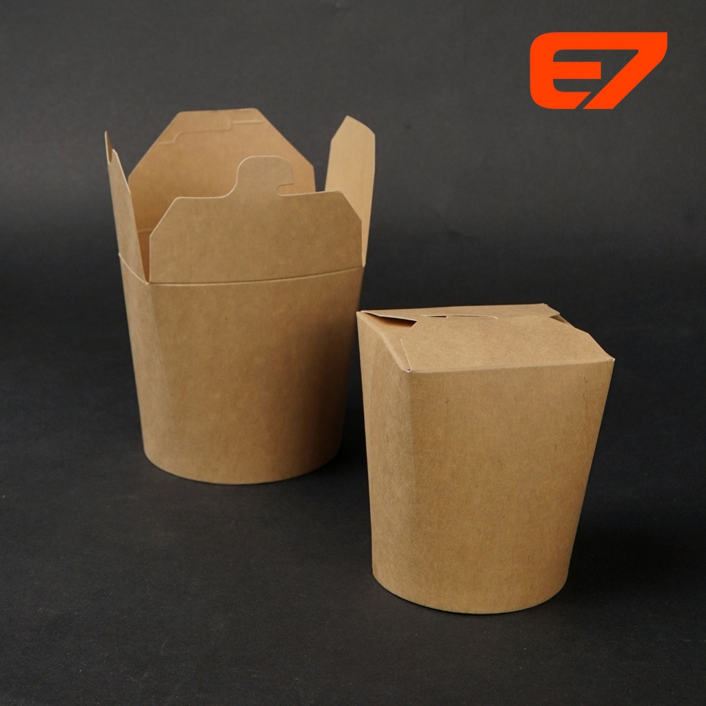 Jual Paper Box Brown Noodle Paper Bowl Cup Lunch Box Pail 480ml 780ml ...