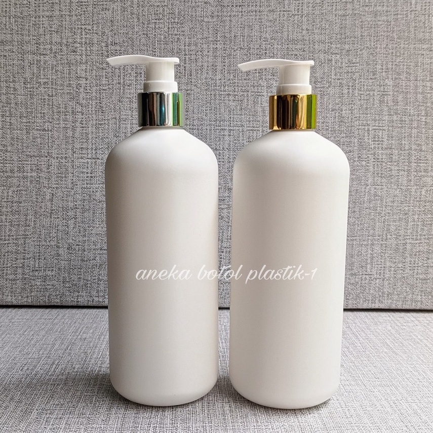 Jual botol pump 500ml hdpe putih / tutup pump lotion gold silver / botol pump 500ml tempat sabun ...