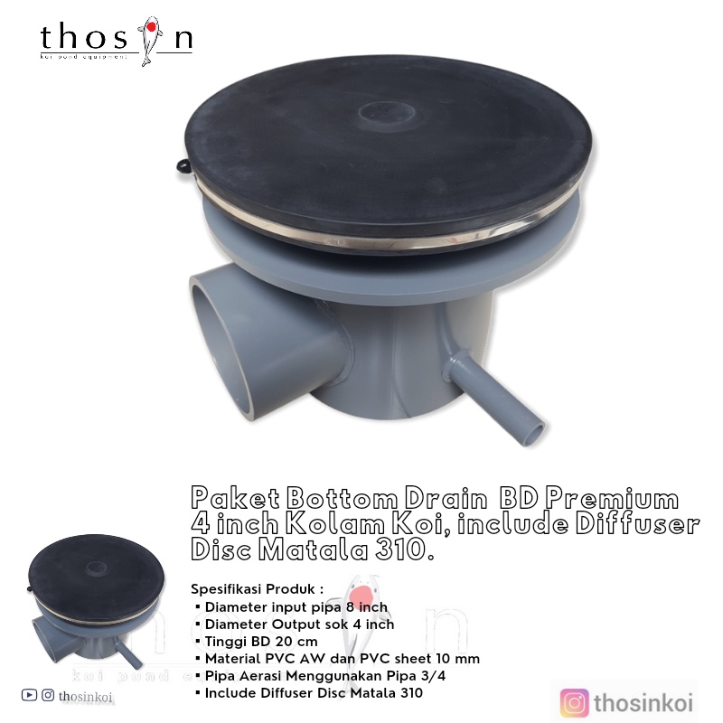 Jual Paket Premium Bottom Drain BD Kolam Koi 4 inch | Shopee Indonesia