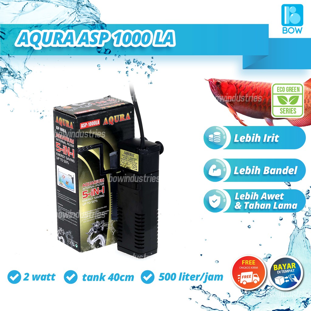 Mini Internal Filter Aquarium Aquascape Akuarium AQURA ASP 1000 L 2 ...