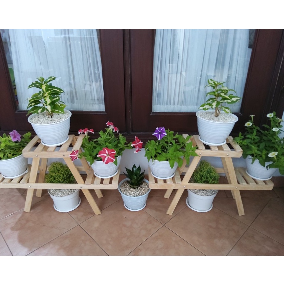 Jual Rak bunga minimalis kayu jati belanda kayu halus murah, tempat pot ...
