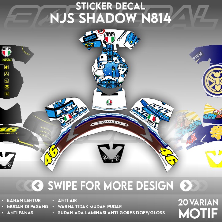 Jual Sticker Decal Helm NJS SHADOW N814 Part 1 | Decal helm | decal ...