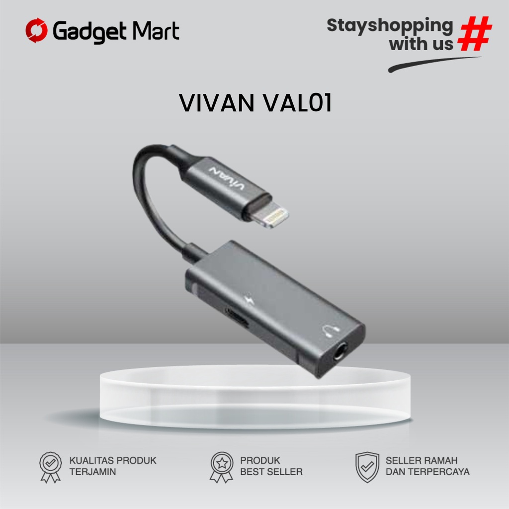 Jual VIVAN VAL01 Adaptor Lightning to Lightning + Jack 3.5mm | Shopee Indonesia