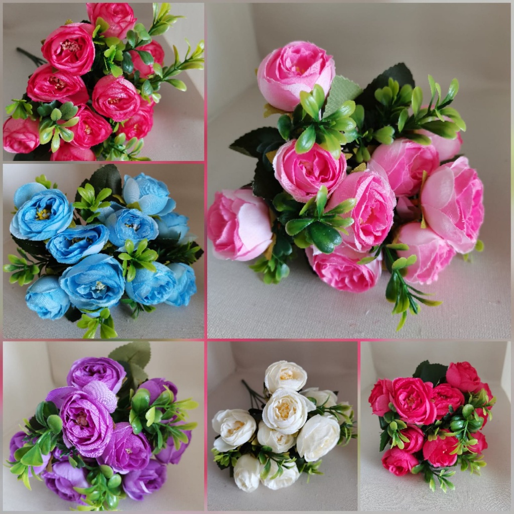 Jual Bunga plastik Mawar 5 tangkai 10 kuntum bunga hias dekorasi ...