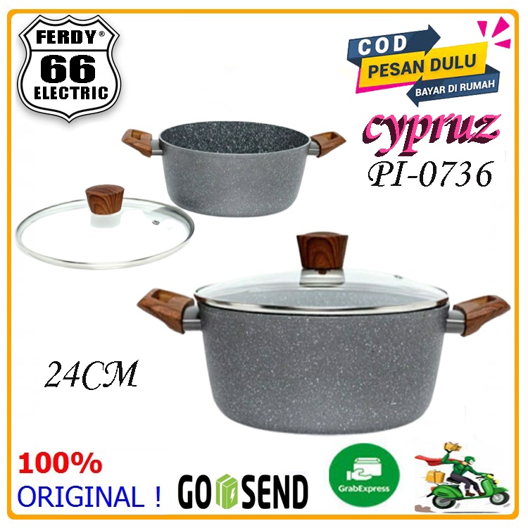 Jual CYPRUZ Panci Induksi Ceramic Marble With Lid 24 cm /PI-0736 Tutup ...