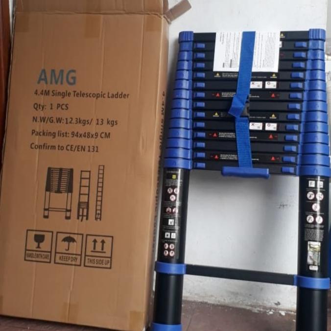 Jual Tangga Lipat Aluminium Teleskopik 4,4M AMG Biru Hitam Indonesia ...