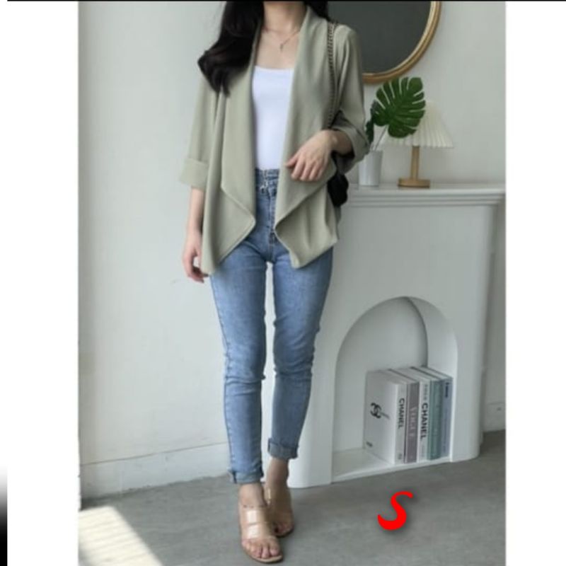 Jual KAOS ATASAN WANITA CANTIK OUTER BLAZER BERWARNA HIJAU LUMUT BAHAN ...