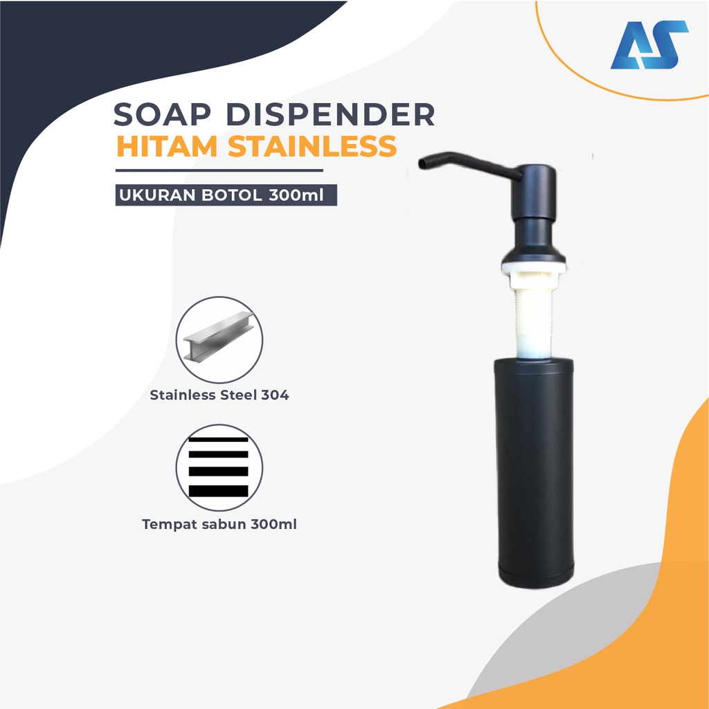 Jual Tempat sabun cair tanam wastafel dispenser hitam stainless ...