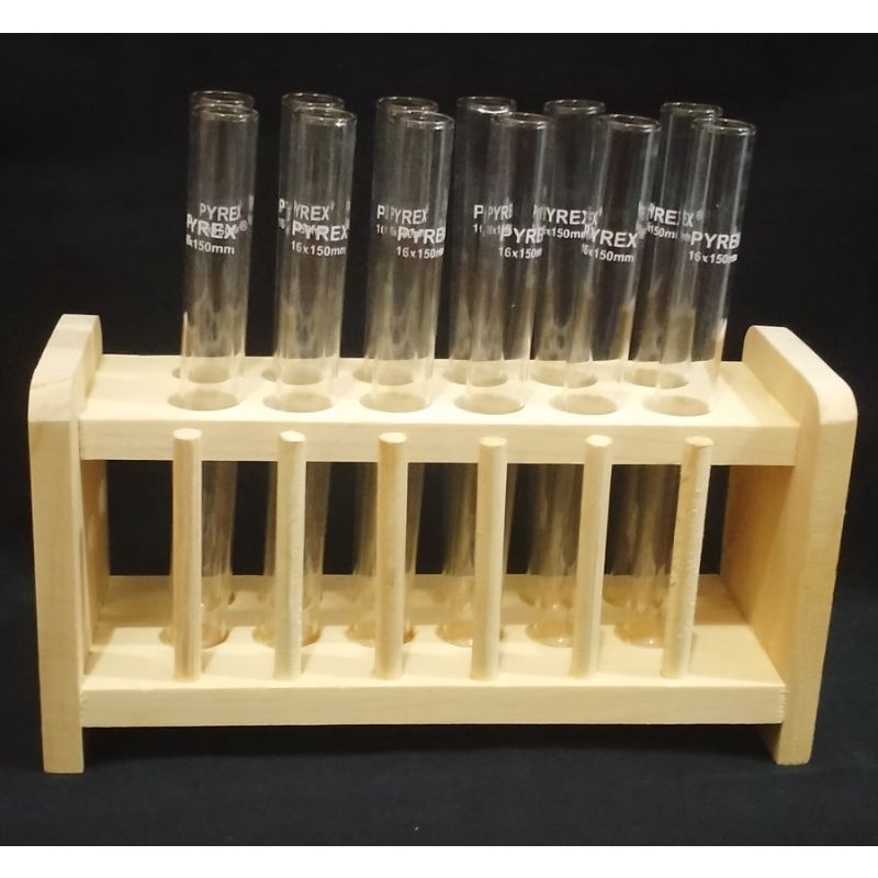 Jual Rak tabung reaksi dan tabung reaksi 12 pcs 160mm X 150mm pyrex ...