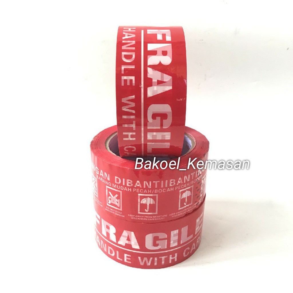 Jual Lakban Fragile - Isolasi Fragile Merah - Solatip Fragile 90 yard ...