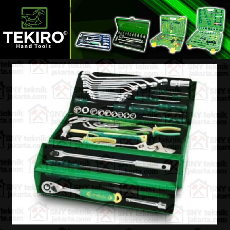 Jual TEKIRO Tool Kit/Box Set Mekanik Automotive 45 Pcs - Metal Box ...