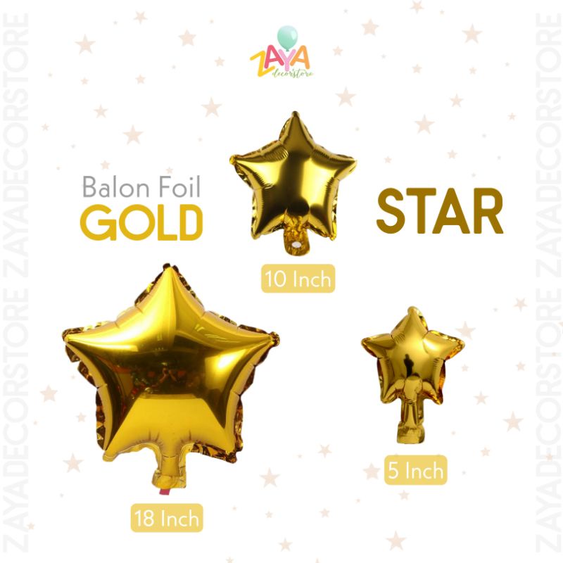 Jual Balon Foil Bentuk STAR/BINTANG GOLD | Shopee Indonesia