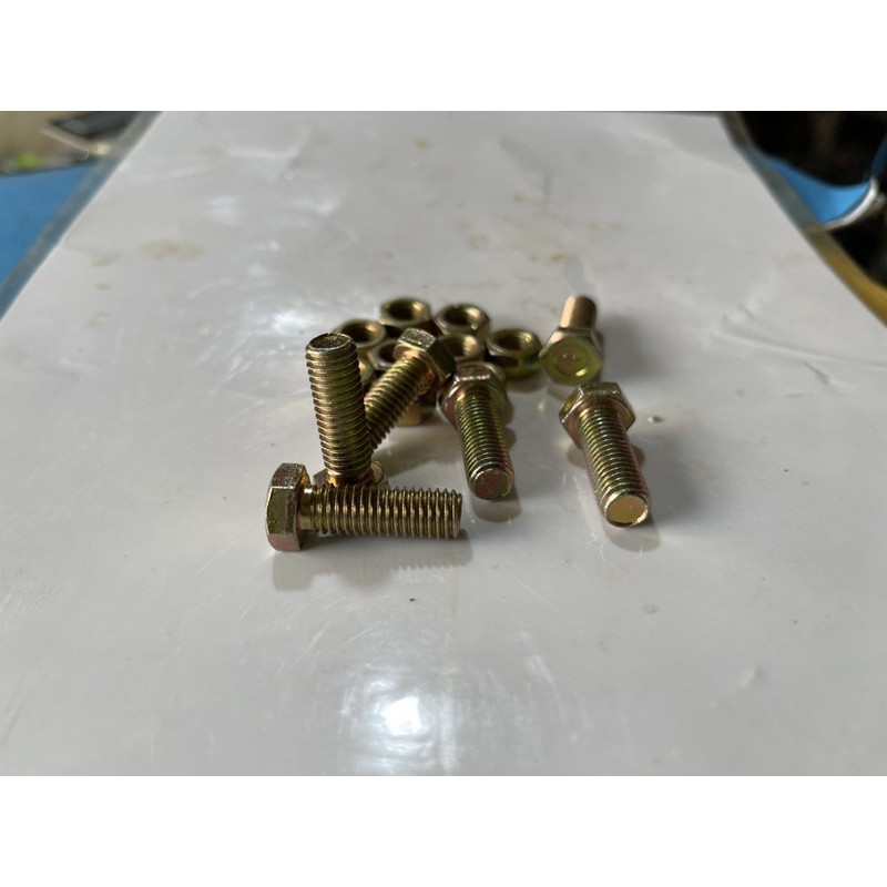 Jual BMK M8 x 25 - BAUT MUR BESI KUNING KUNCI 12 PJG 2.5 CM DRAT HALUS ...