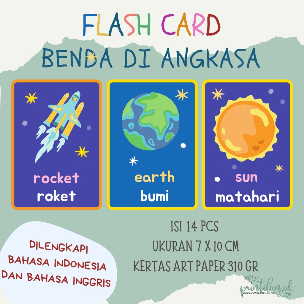 Jual FLASH CARD BENDA DI LUAR ANGKASA | FLASHCARD THINGS IN SPACE ...