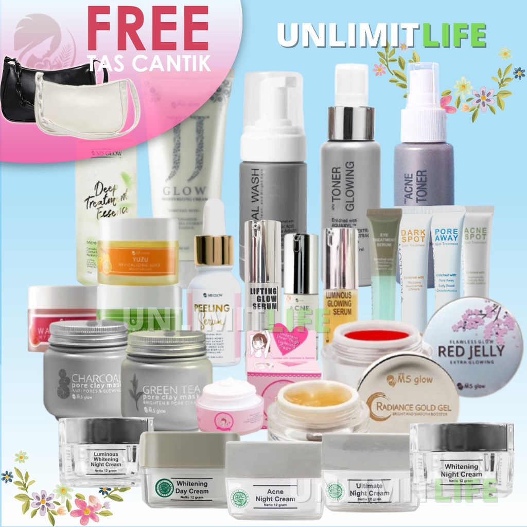 Jual MS GLOW BEAUTY Skincare Paket Wajah Whitening Acne Luminous ...